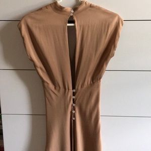 ONG | Dresses | Ong Beige Silk Dress Gathered Empire Waist Size | Poshmark